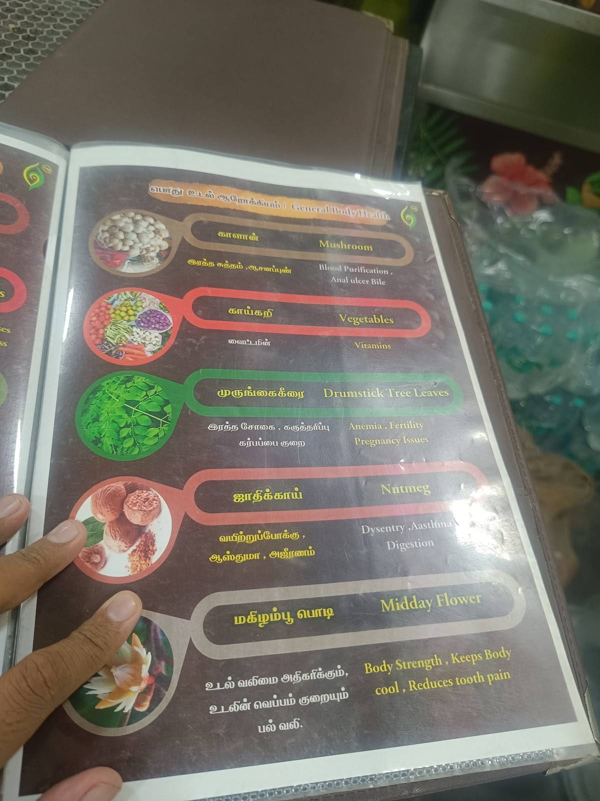 Menu at Sri Nalamkgadai - Mudavatukal Kizhangu Soup Thattu Idly ...