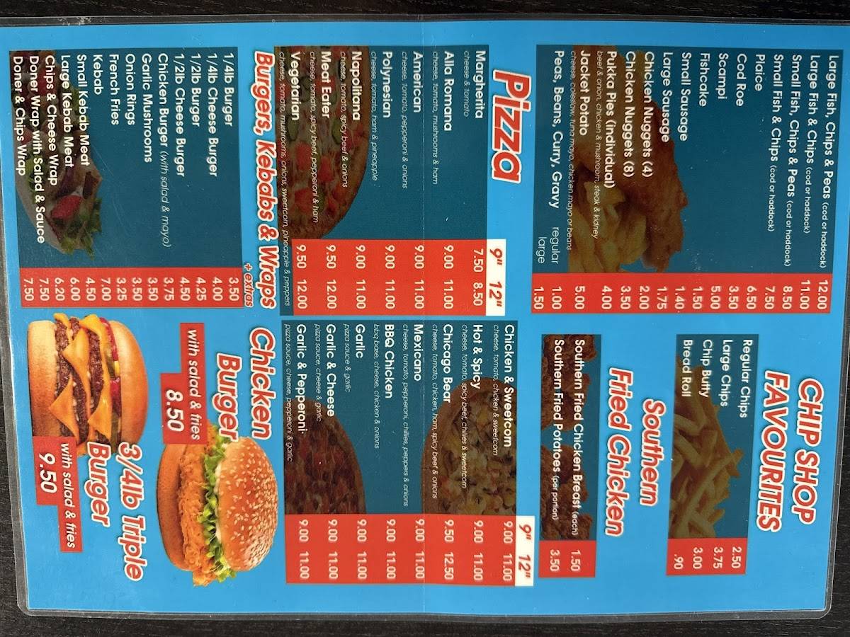 Menu at St Anne's Fish & Chips Restaurant, Mablethorpe