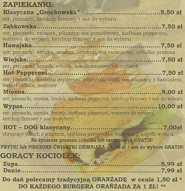 Menu at Stacja Ząbki restaurant, Zabki
