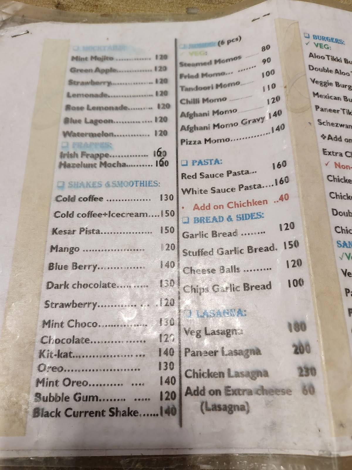 Menu at Standard 52, Arrah, Pakri chowk