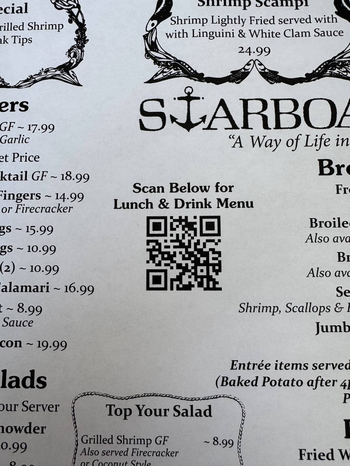 Menu at Starboard Galley Restaurant, Newburyport