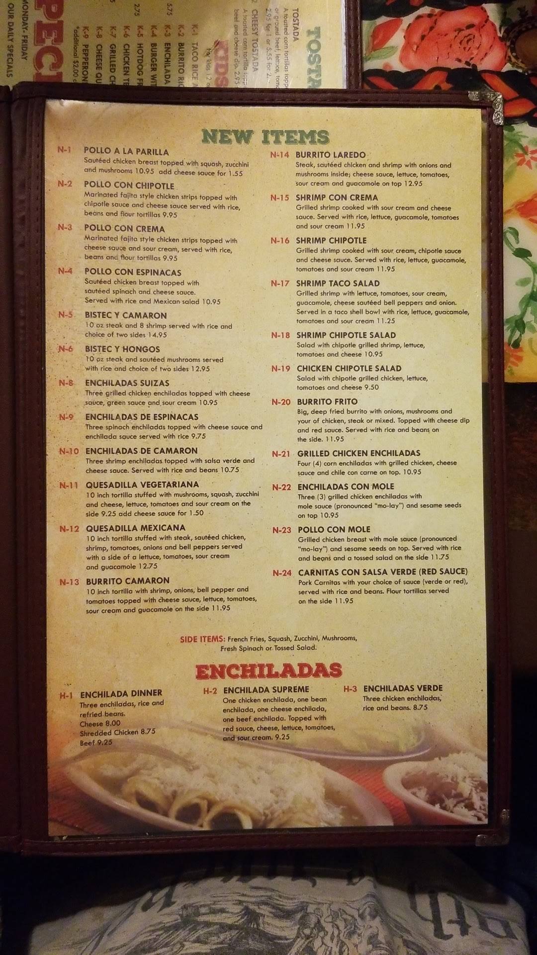 Menu at Laredo Mexican Restaurant, Starke