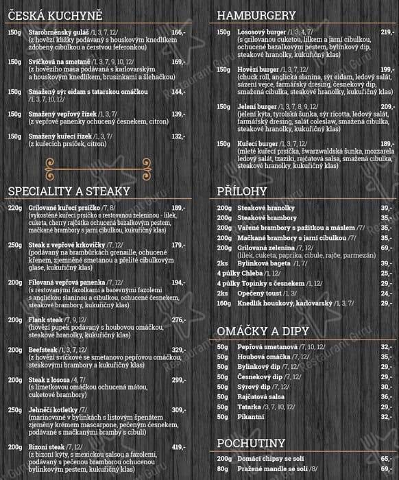 Menu at ŠTATL - restaurant, cafe, bar, Brno