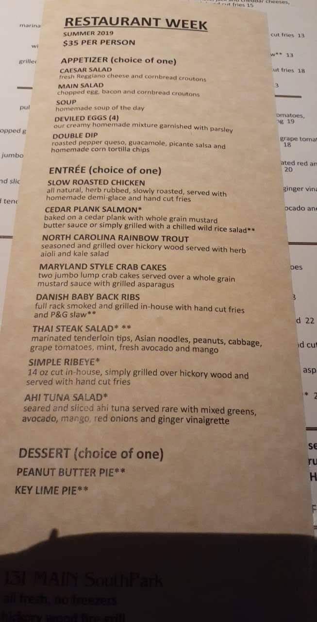 Menu at 131 MAIN Restaurant, Charlotte, Fairview Rd #100