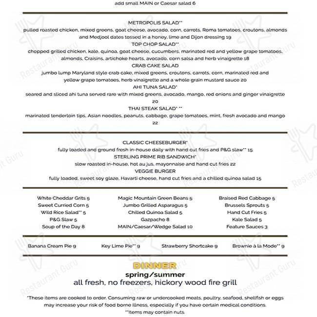 Menu at 131 MAIN Restaurant, Charlotte, Fairview Rd #100