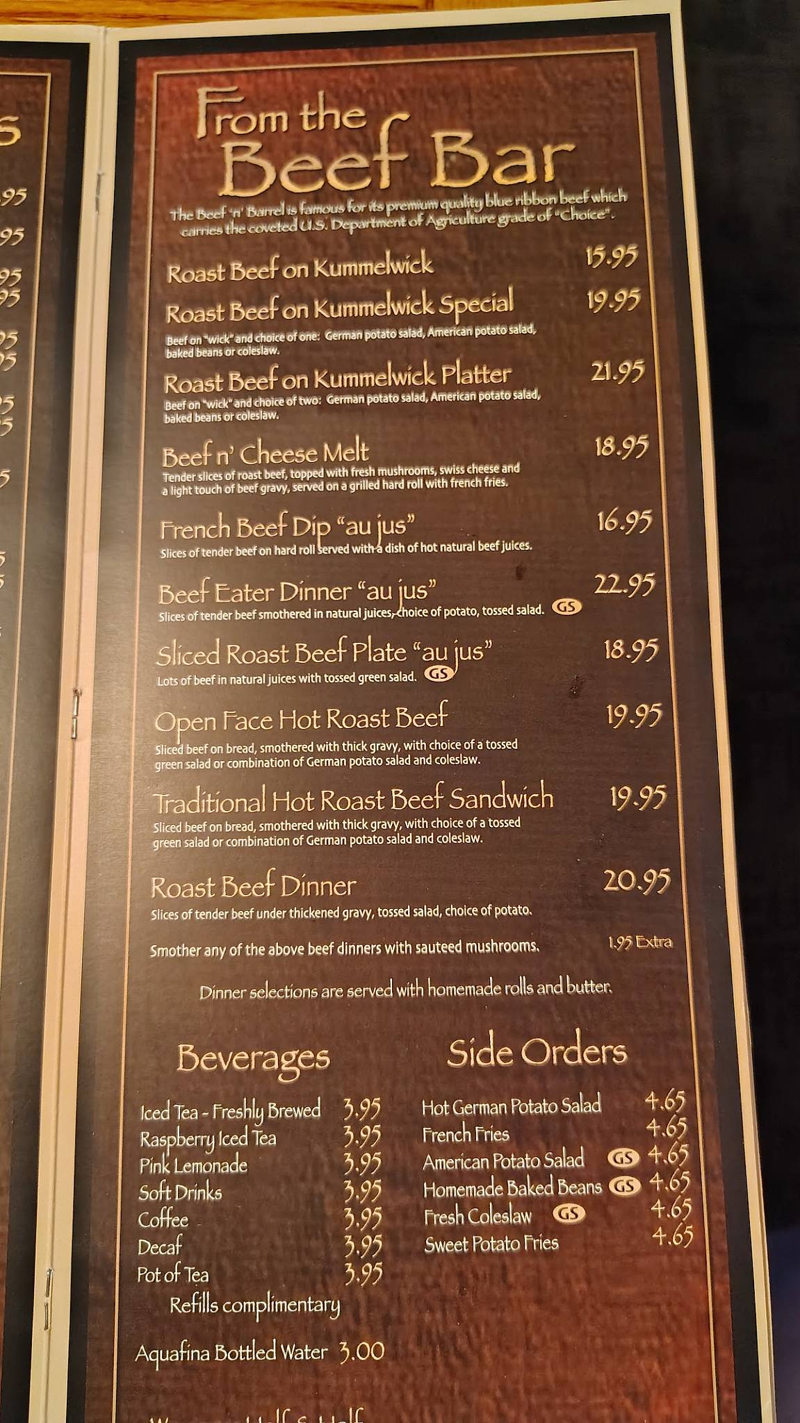 Menu at Beef-N-Barrel, Olean