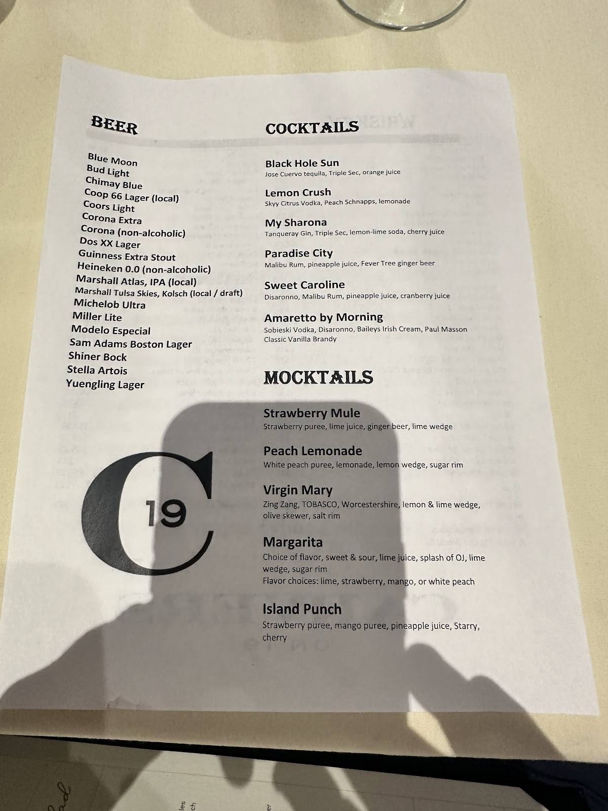 Menu at Carvers on 19 steakhouse, Catoosa
