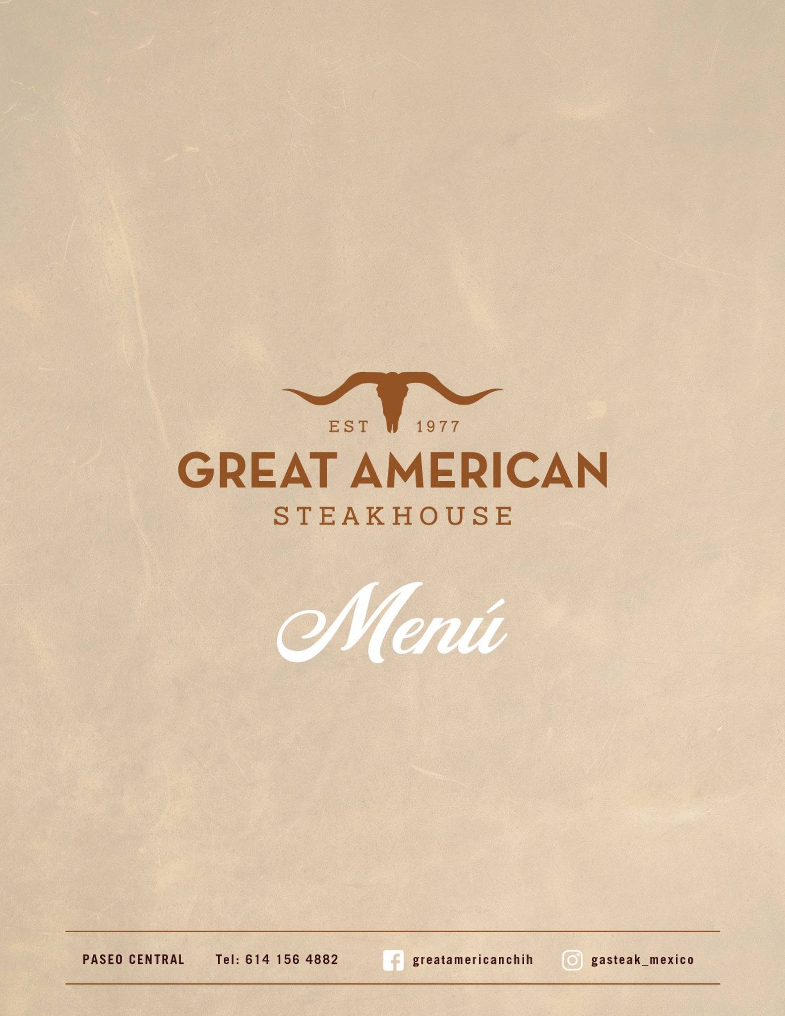 Carta de Great American Steakhouse, Chihuahua