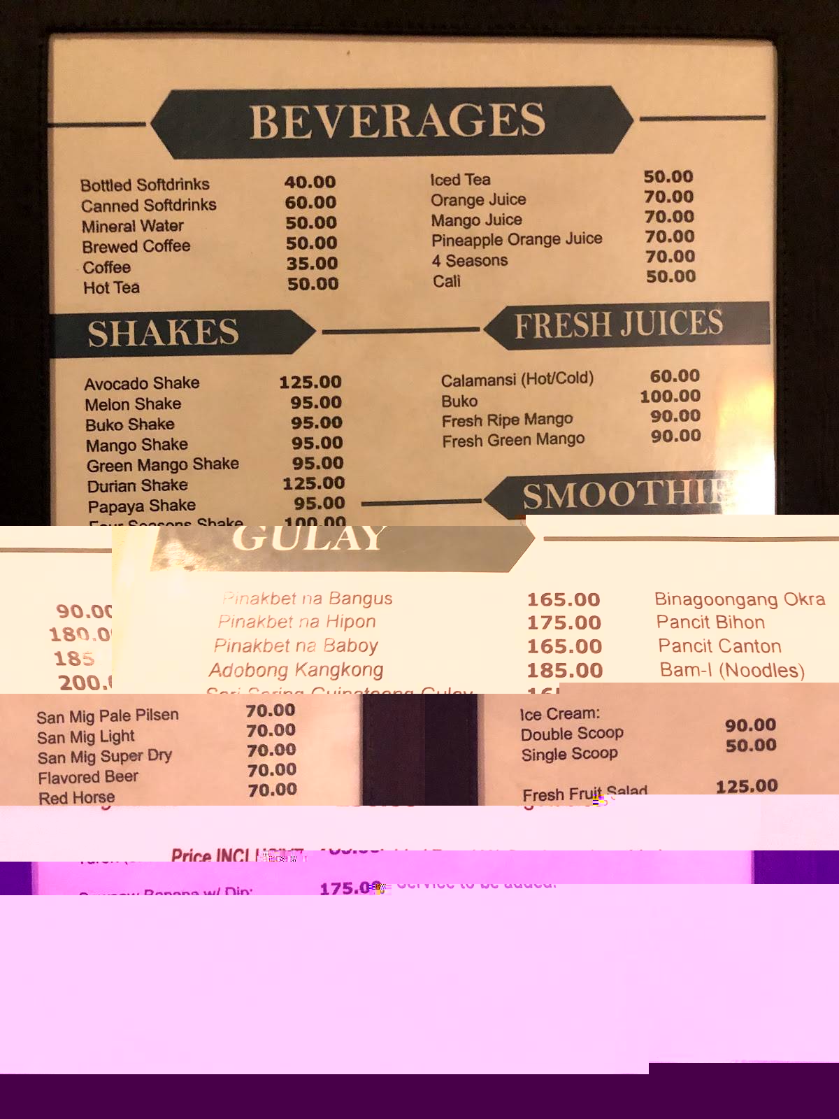 Menu at Sarung Banggi steakhouse, Davao City, 247 F. Torres St