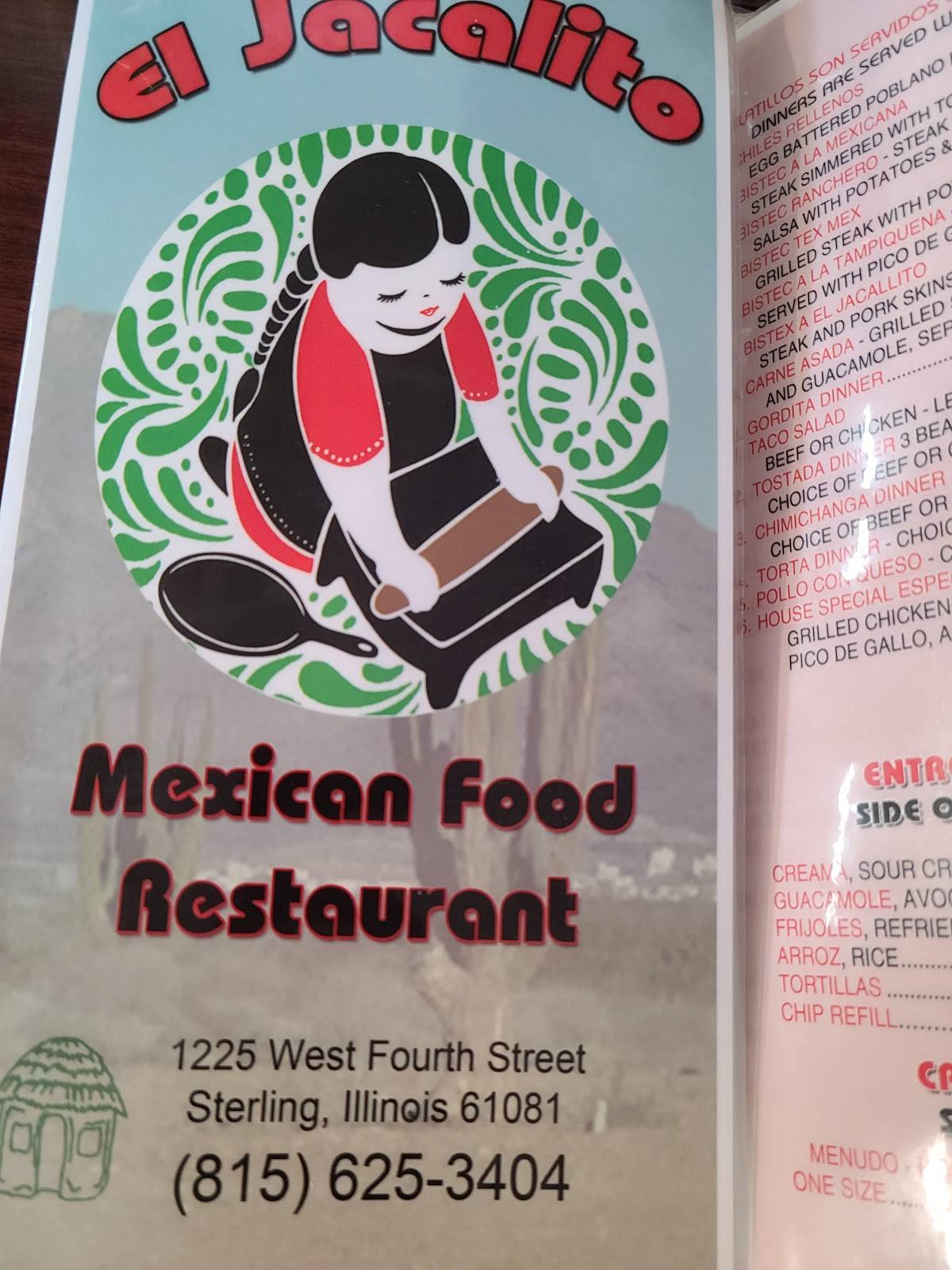 Menu at El Jacalito restaurant, Sterling