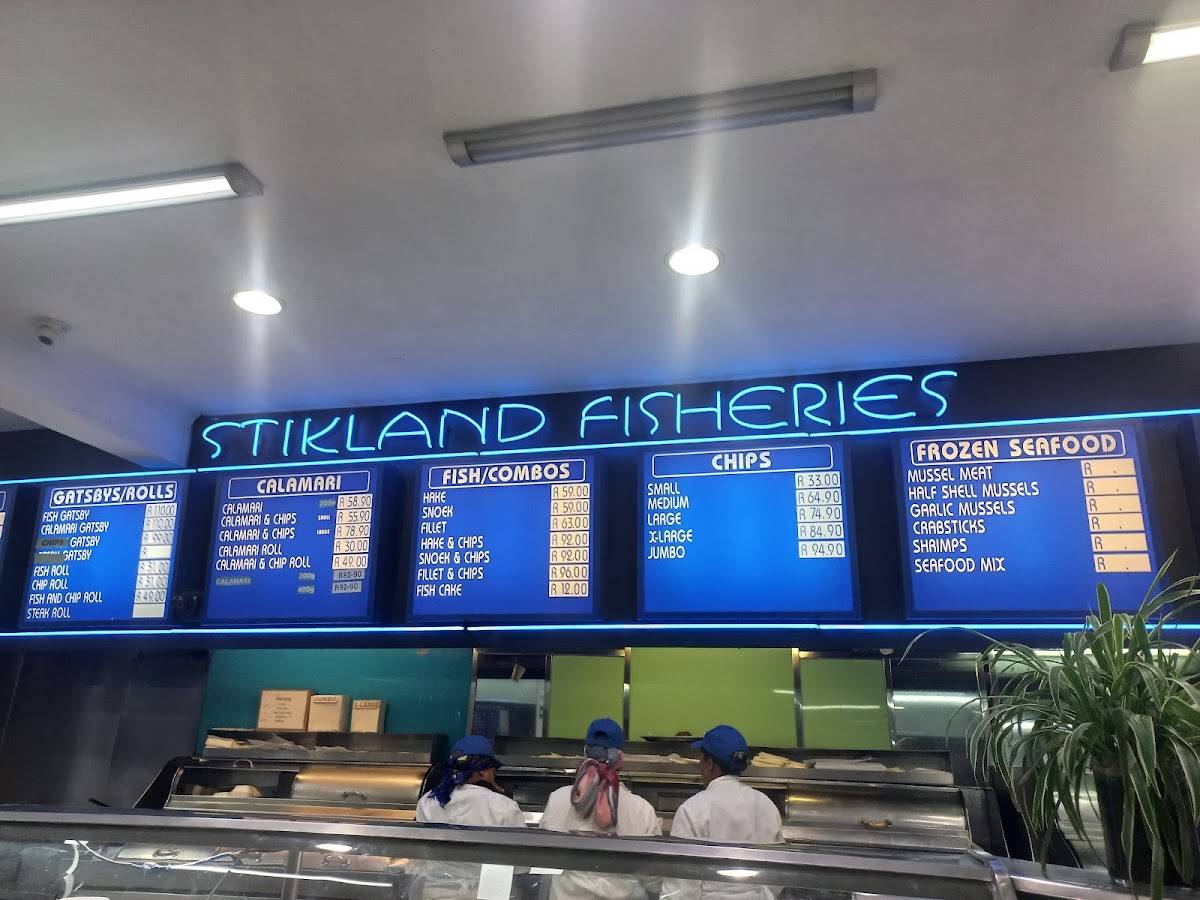 Menu at Stikland Fisheries restaurant, Cape Town