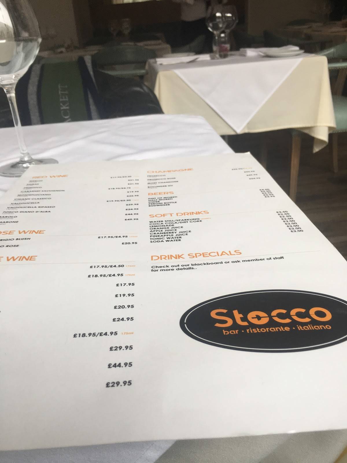 Menu at Stocco Oldham - Authentic Italian Restaurant, Oldham