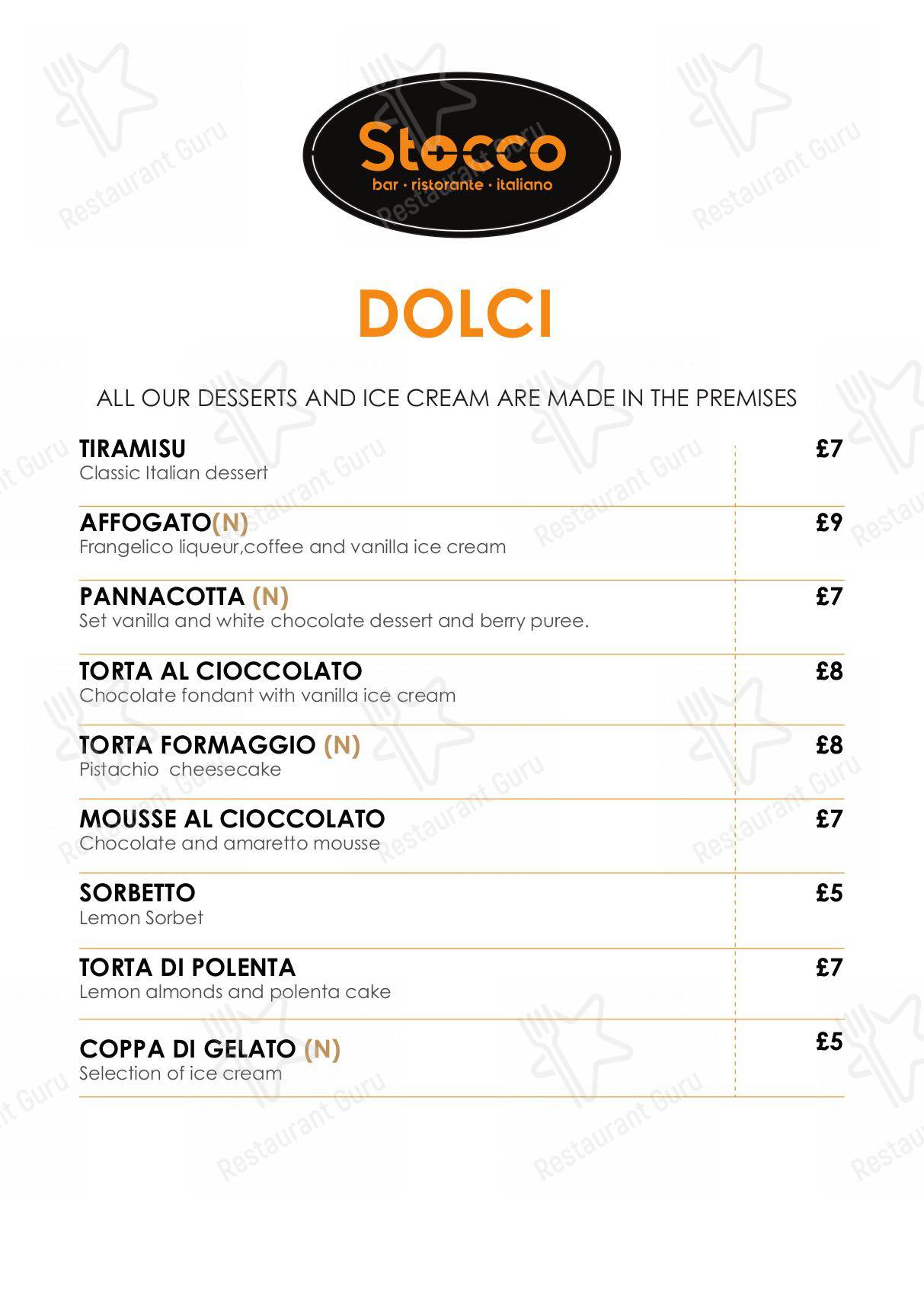 Menu at Stocco Oldham - Authentic Italian Restaurant, Oldham