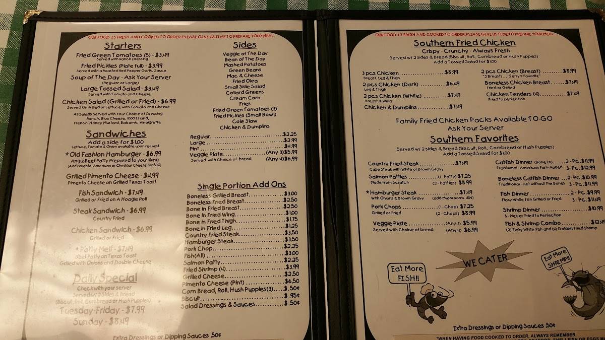 Menu at Country Cooking Depot restaurant, Stockbridge