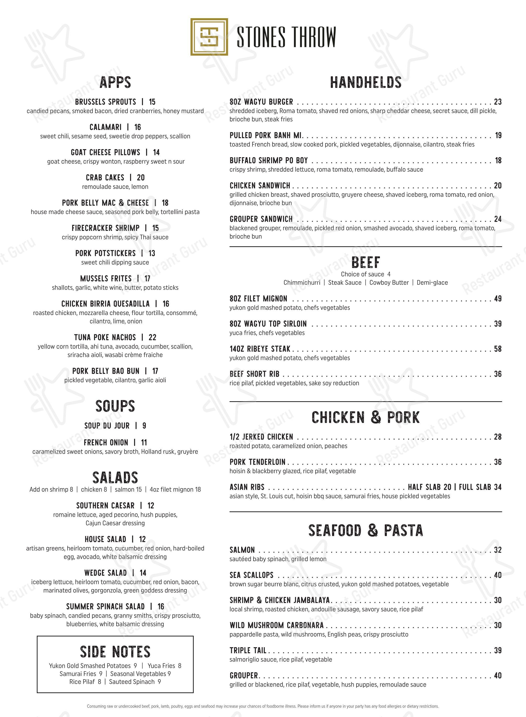 Menu at Stones Throw pub & bar, Cape Coral