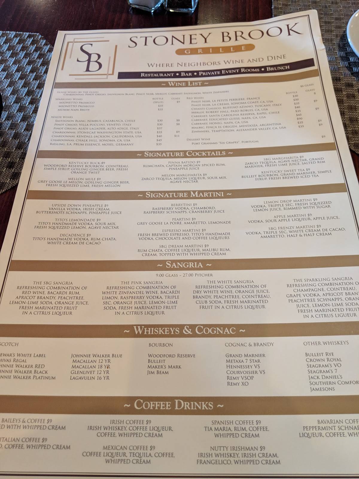 Menu at Stoney Brook Grille pub & bar, Branchburg