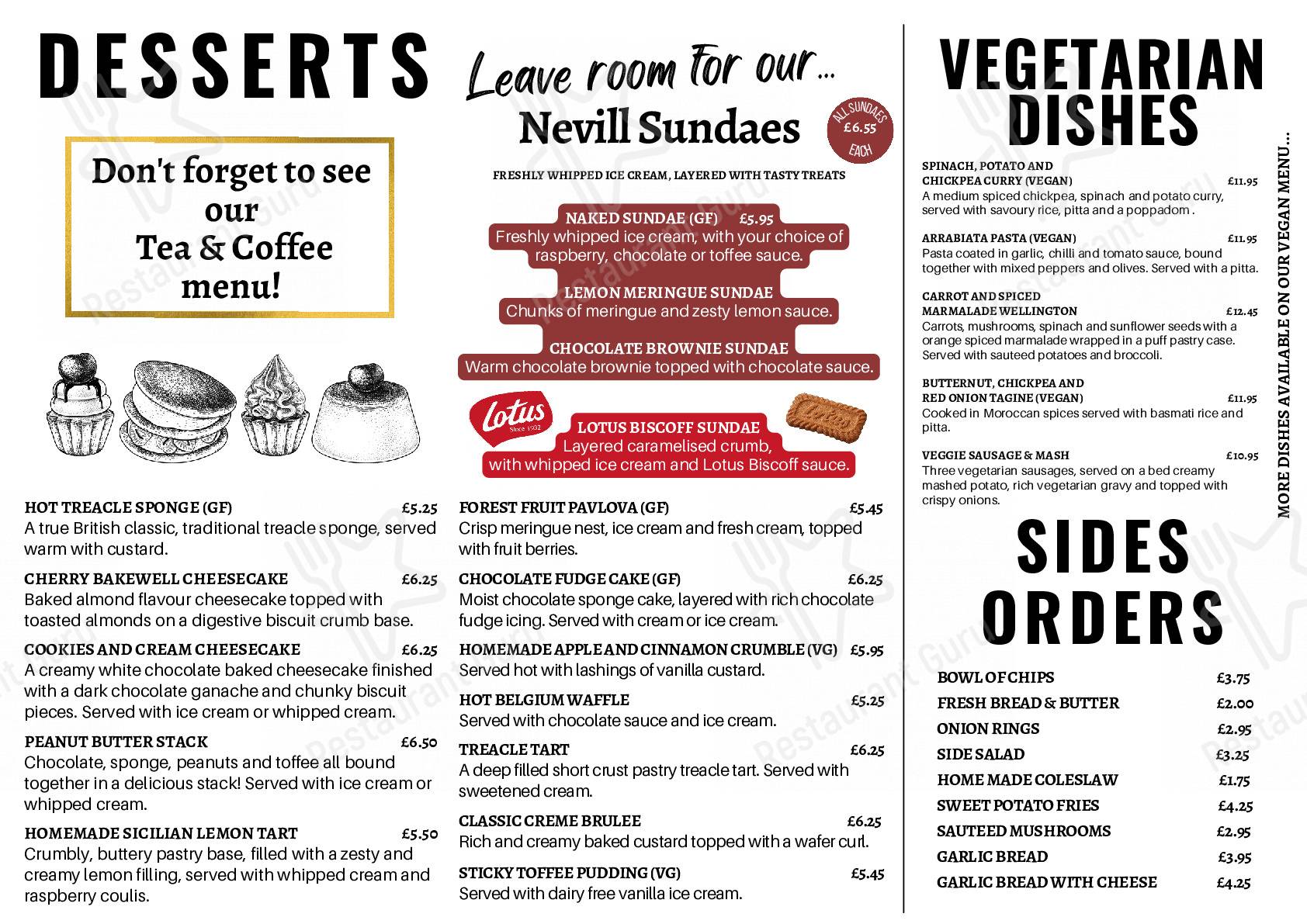 Menu at Stowe Gardens National Trust Cafe, Buckingham
