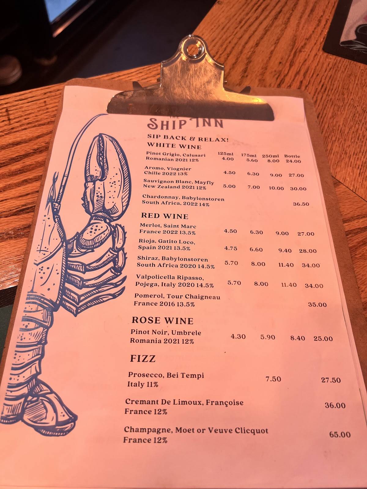 Menu at The Ship Inn pub & bar, Stroud