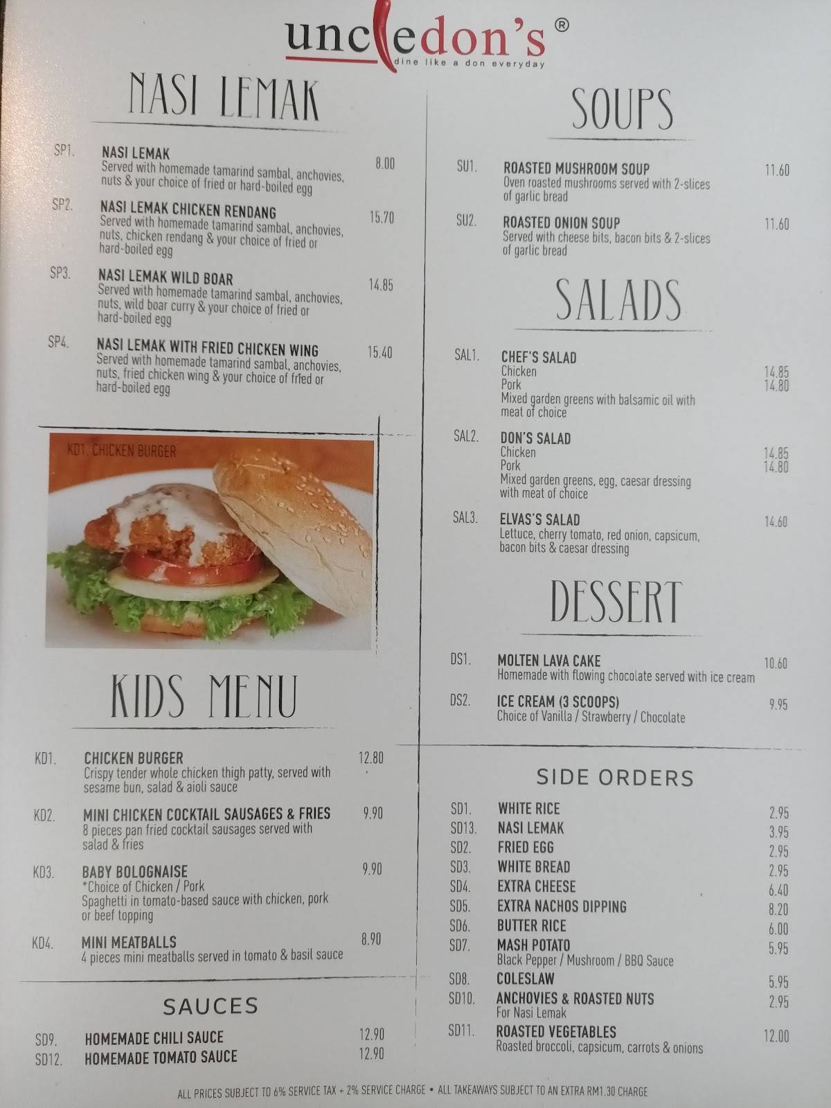 Menu at Uncle Don's (USJ Taipan) restaurant, Subang Jaya, 55a