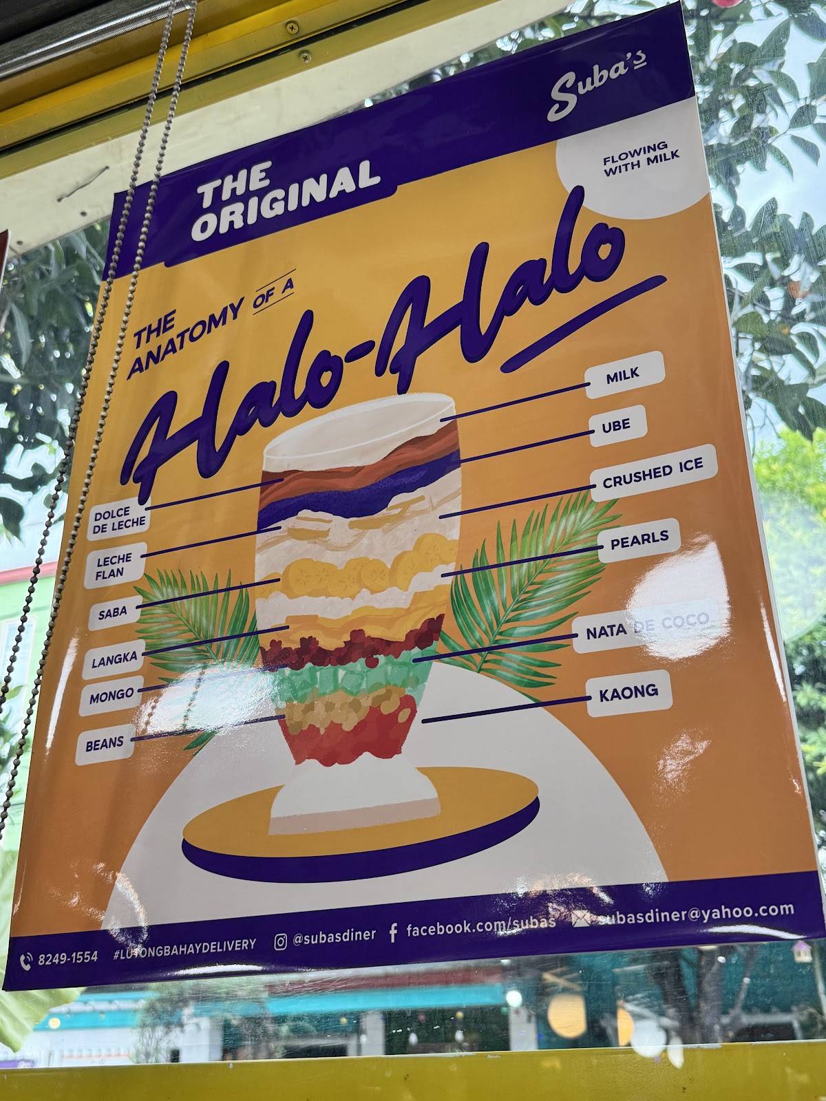 Menu at Suba's restaurant, Marikina