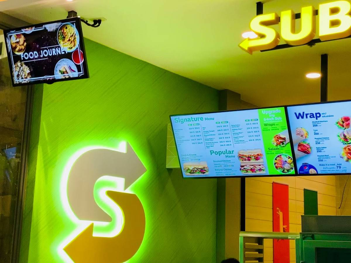 Menu at Subway (Concourse F), Bang Phli Yai