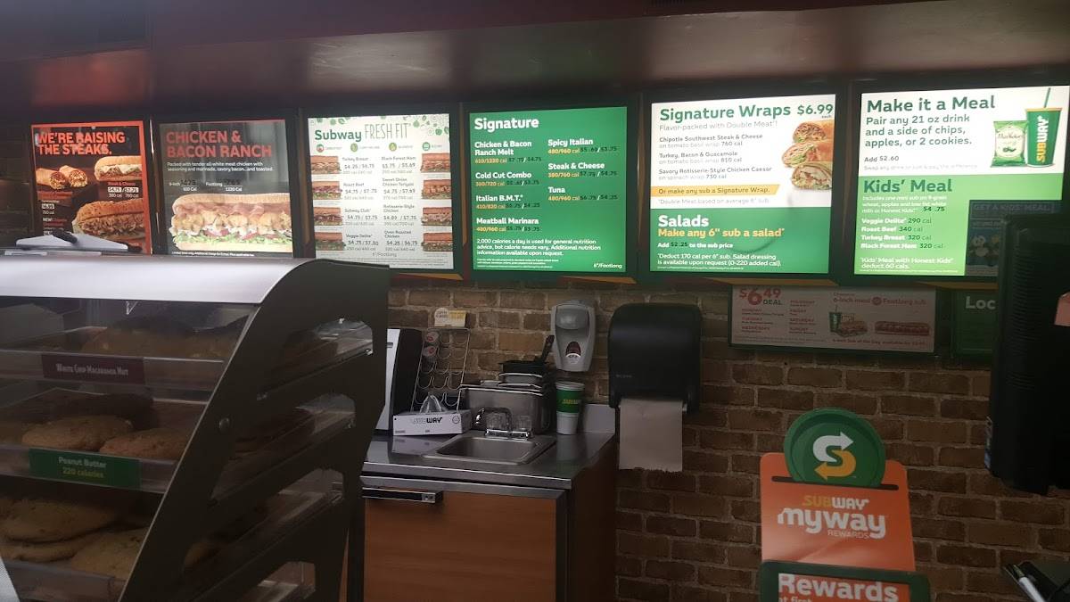 Menu at Subway fast food, Indian Head