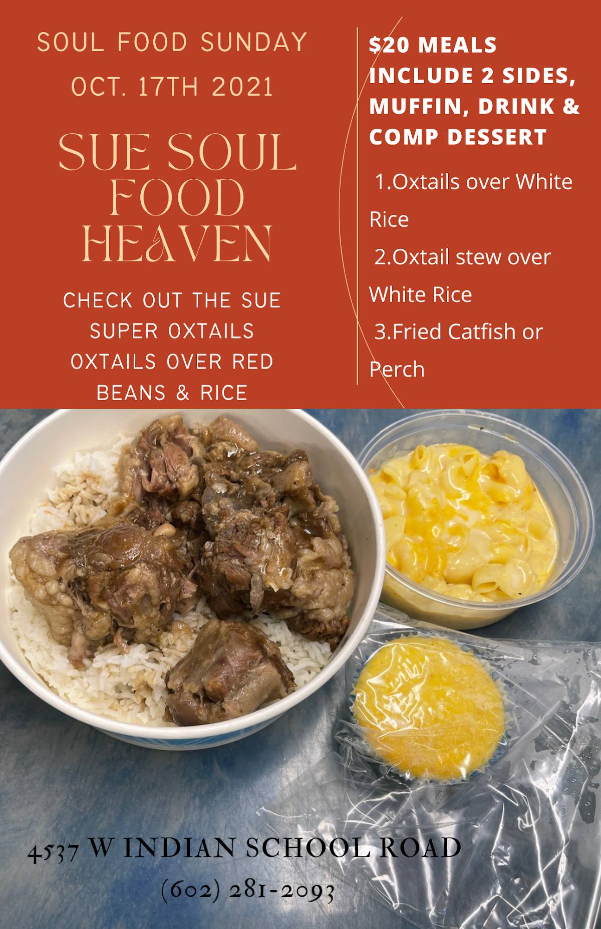 Menu at Sue Soul Food Heaven restaurant, Phoenix