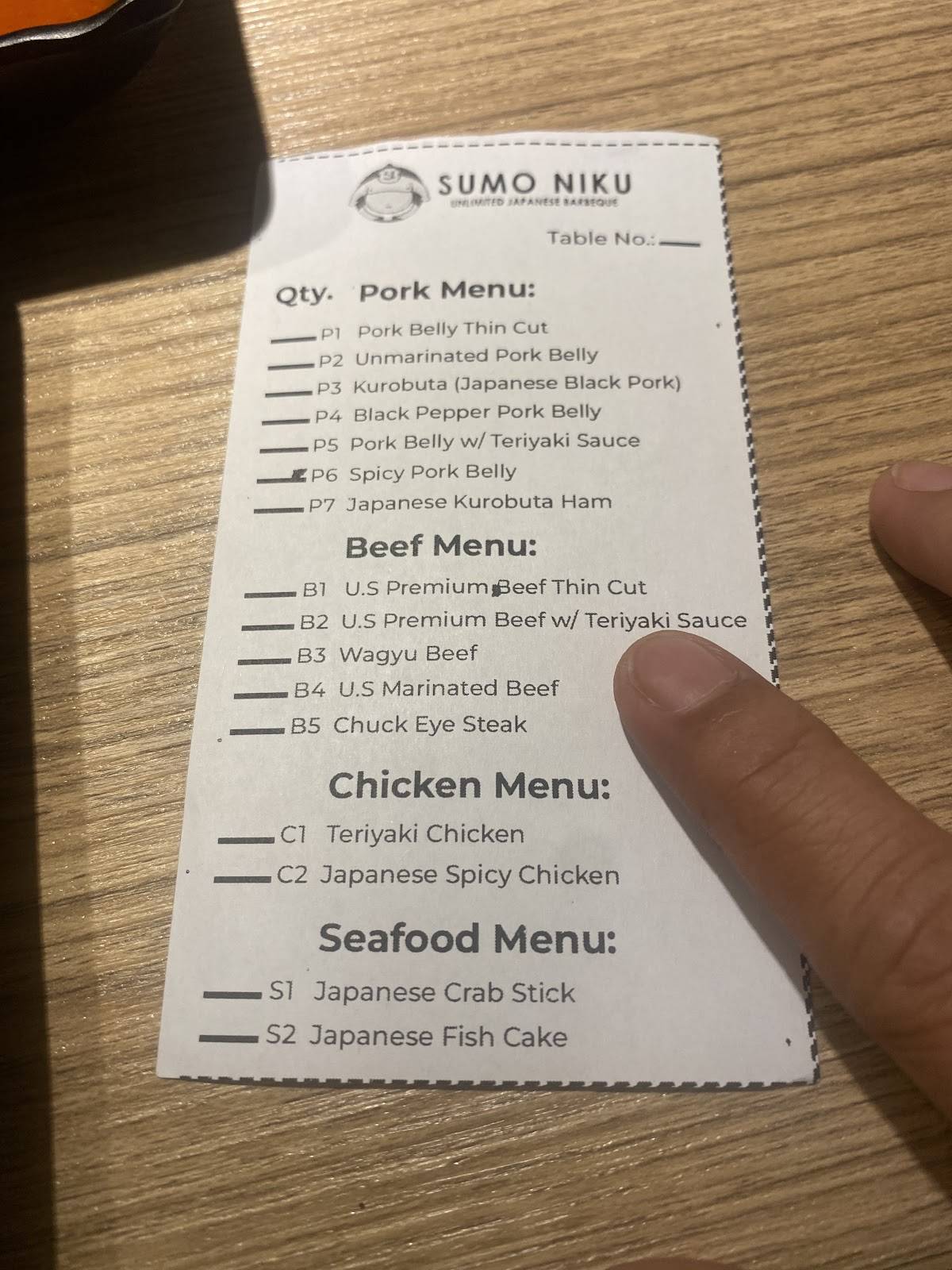 Menu at Sumo Niku - SM City East Ortigas restaurant, Pasig, Ground Floor