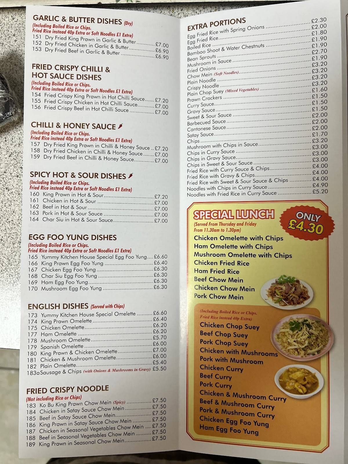 Menu at Yummy Kitchen restaurant, Sunderland