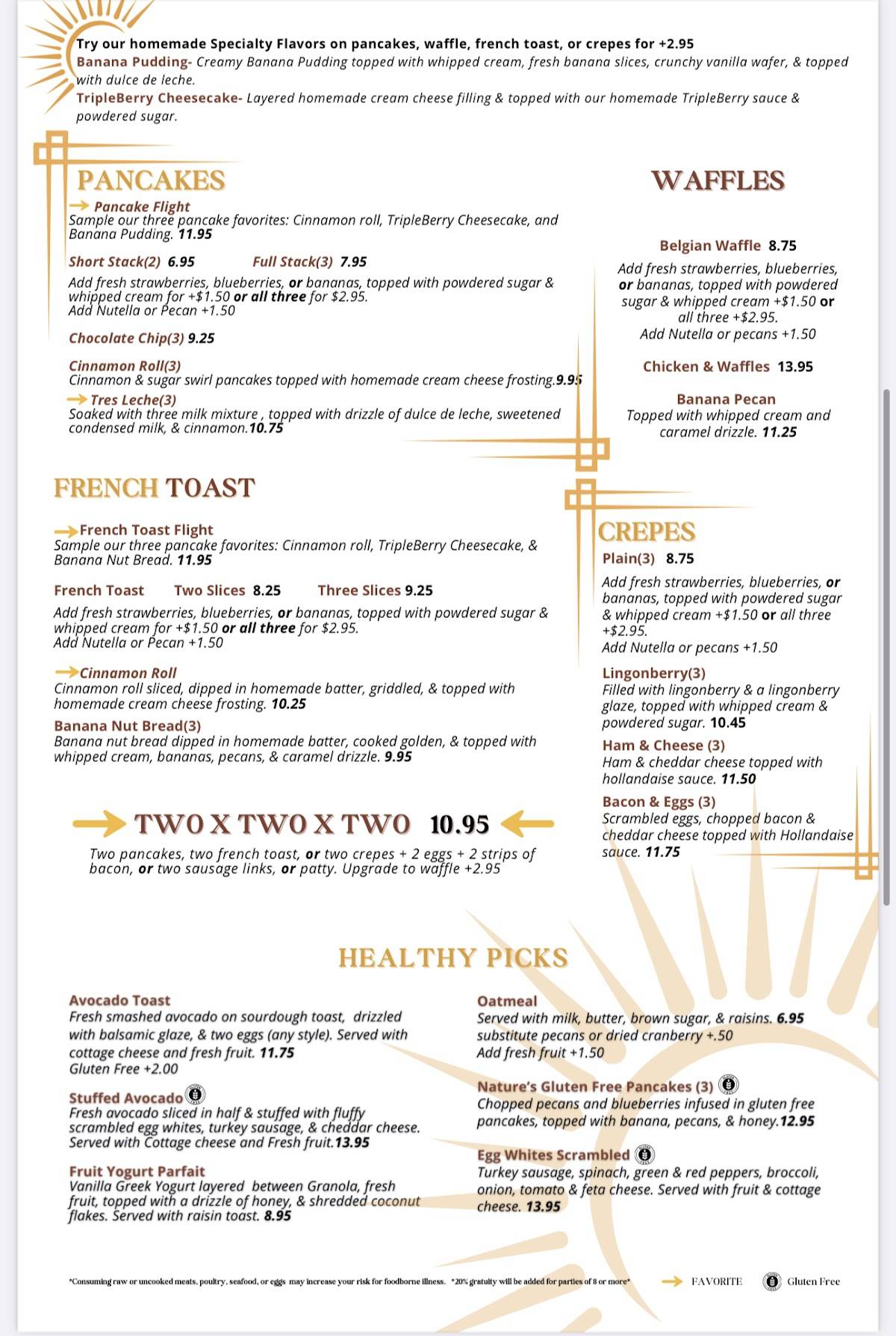 Menu at Sunfield Restaurant, Ottawa