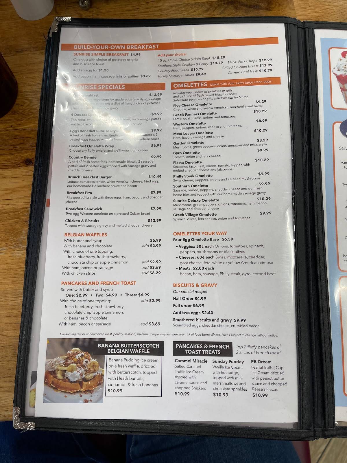 Menu at Sunrise Eatery restaurant, Zephyrhills, Gall Blvd