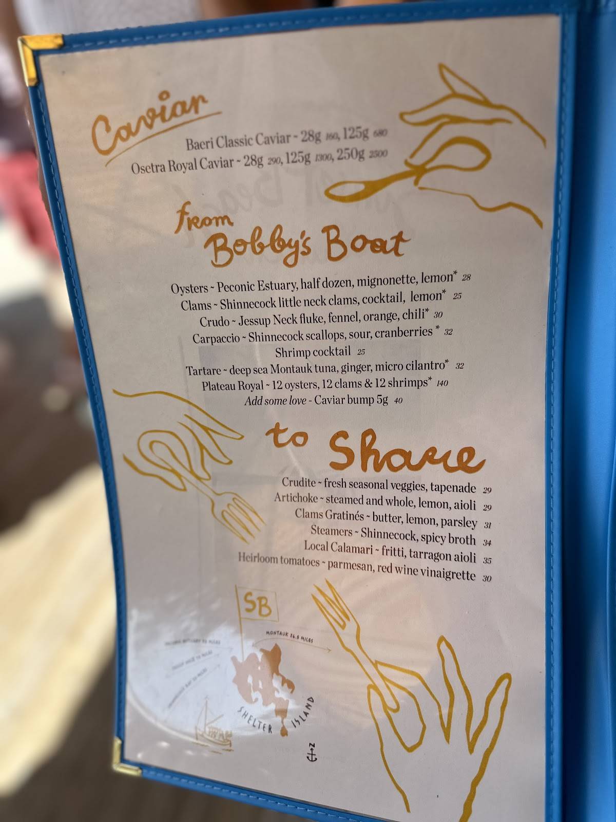 Menu at Sunset Beach Hotel restaurant, Shelter Island Heights, 35 Shore Rd