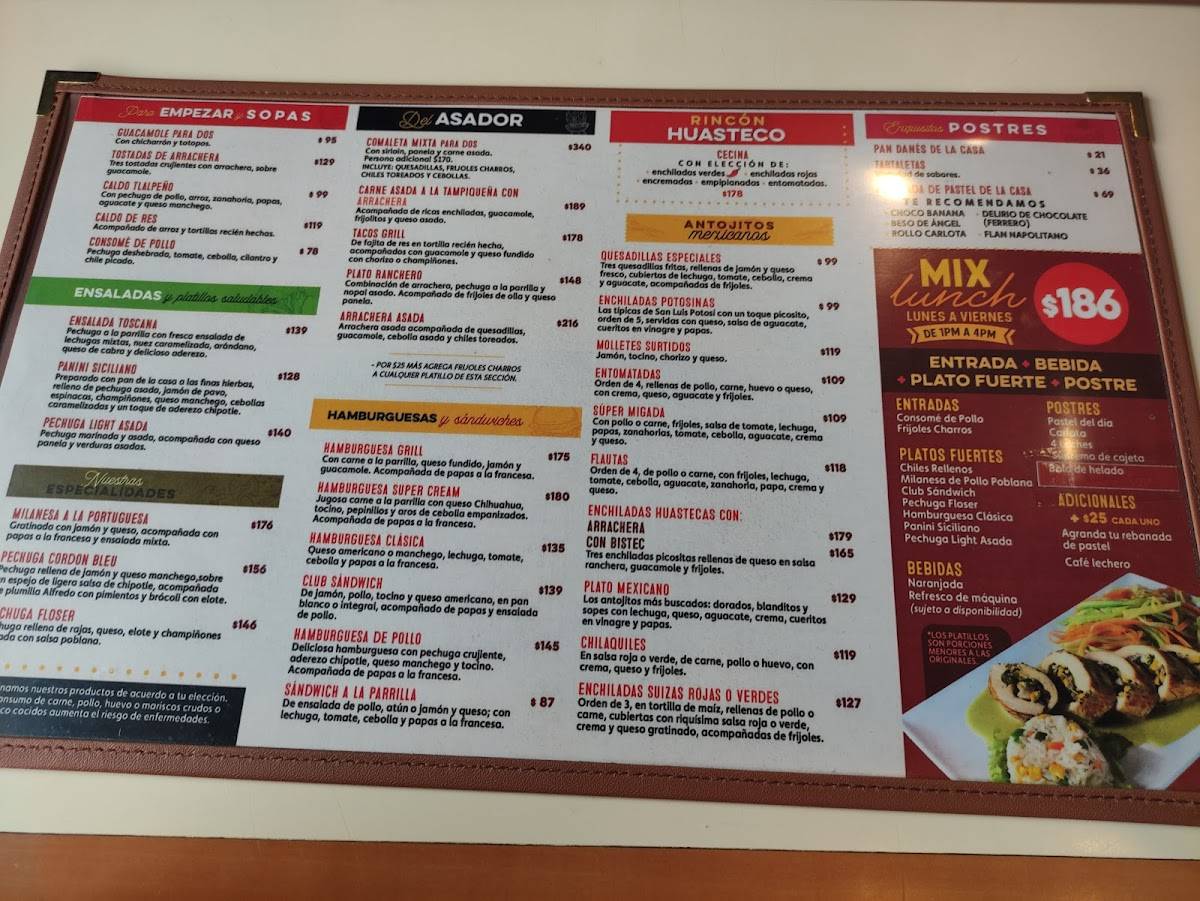 Carta del restaurante Super Cream Centro Histórico, Tampico