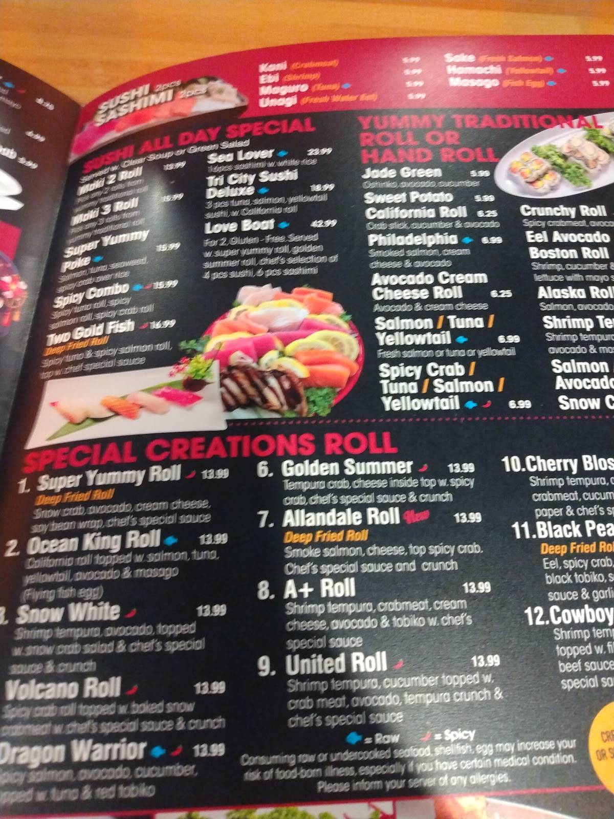 Menu at Super yummy restaurant, Kingsport