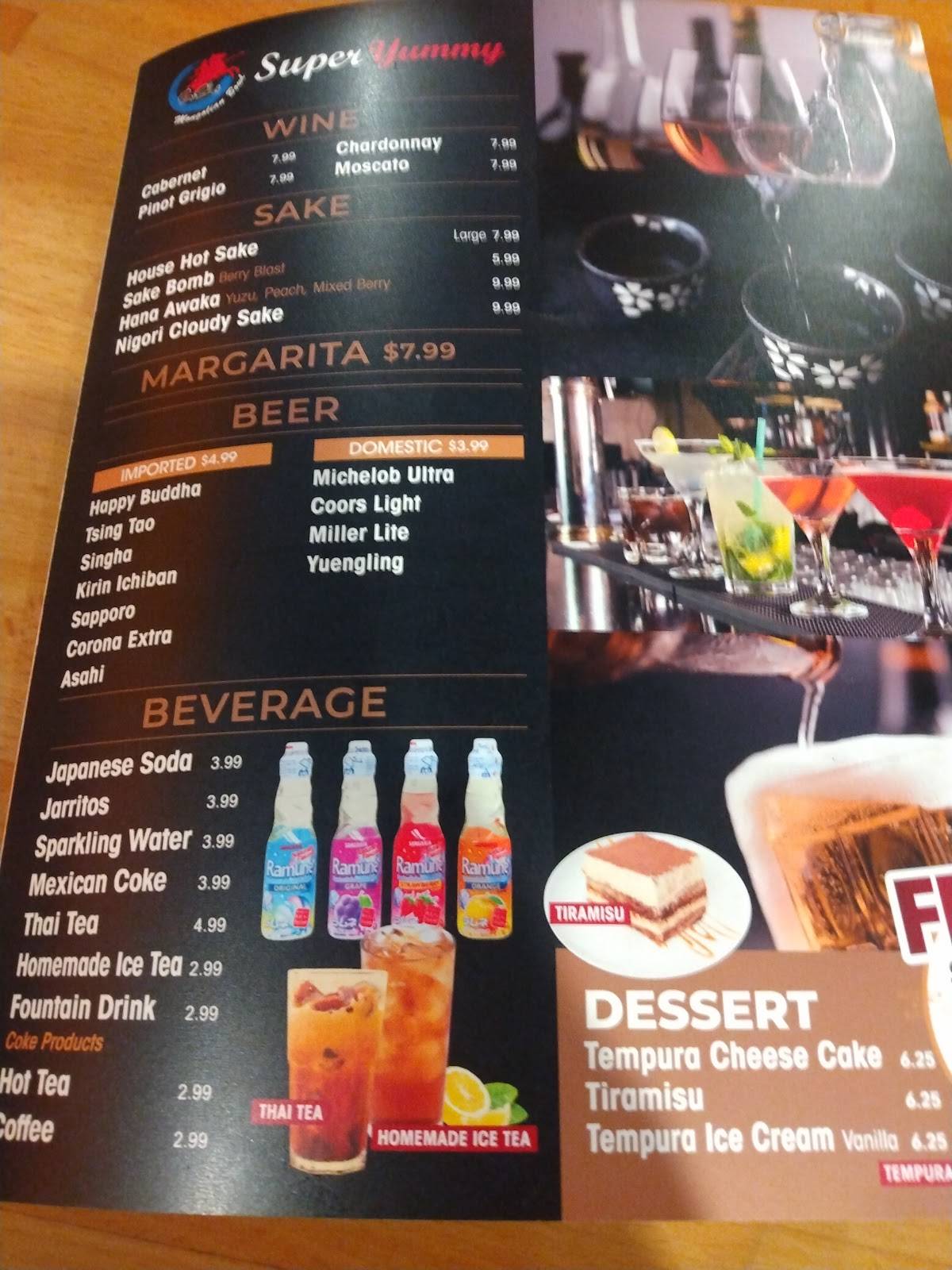 Menu at Super yummy restaurant, Kingsport