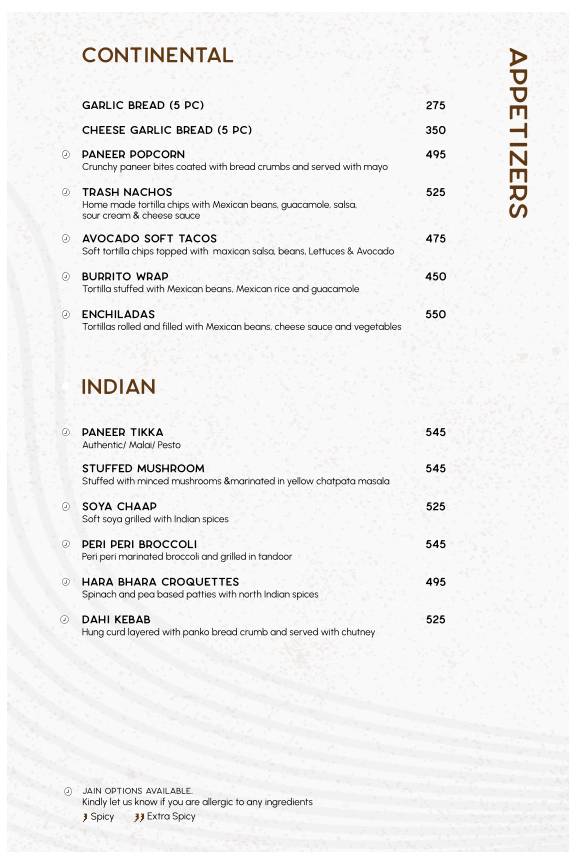 Menu at ZERO The restaurant, Surat