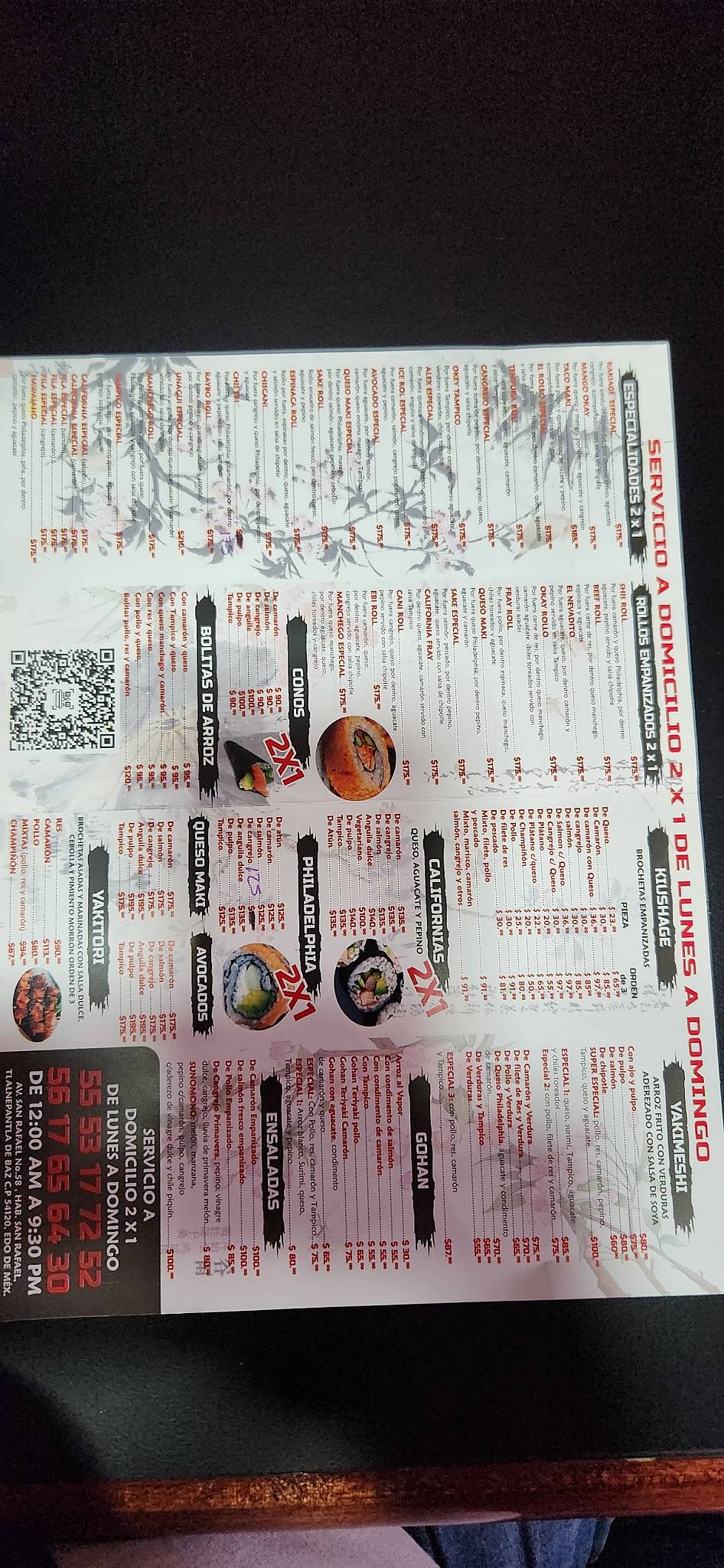 Carta del restaurante Sushi San Rafael, Tlalnepantla