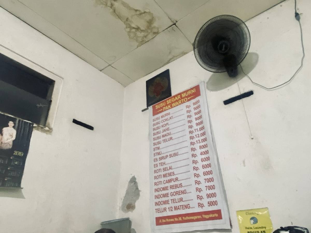 Carta del café Susu Segar Murni Pak Warto RBW, Yogyakarta, Jl. Ibu ...