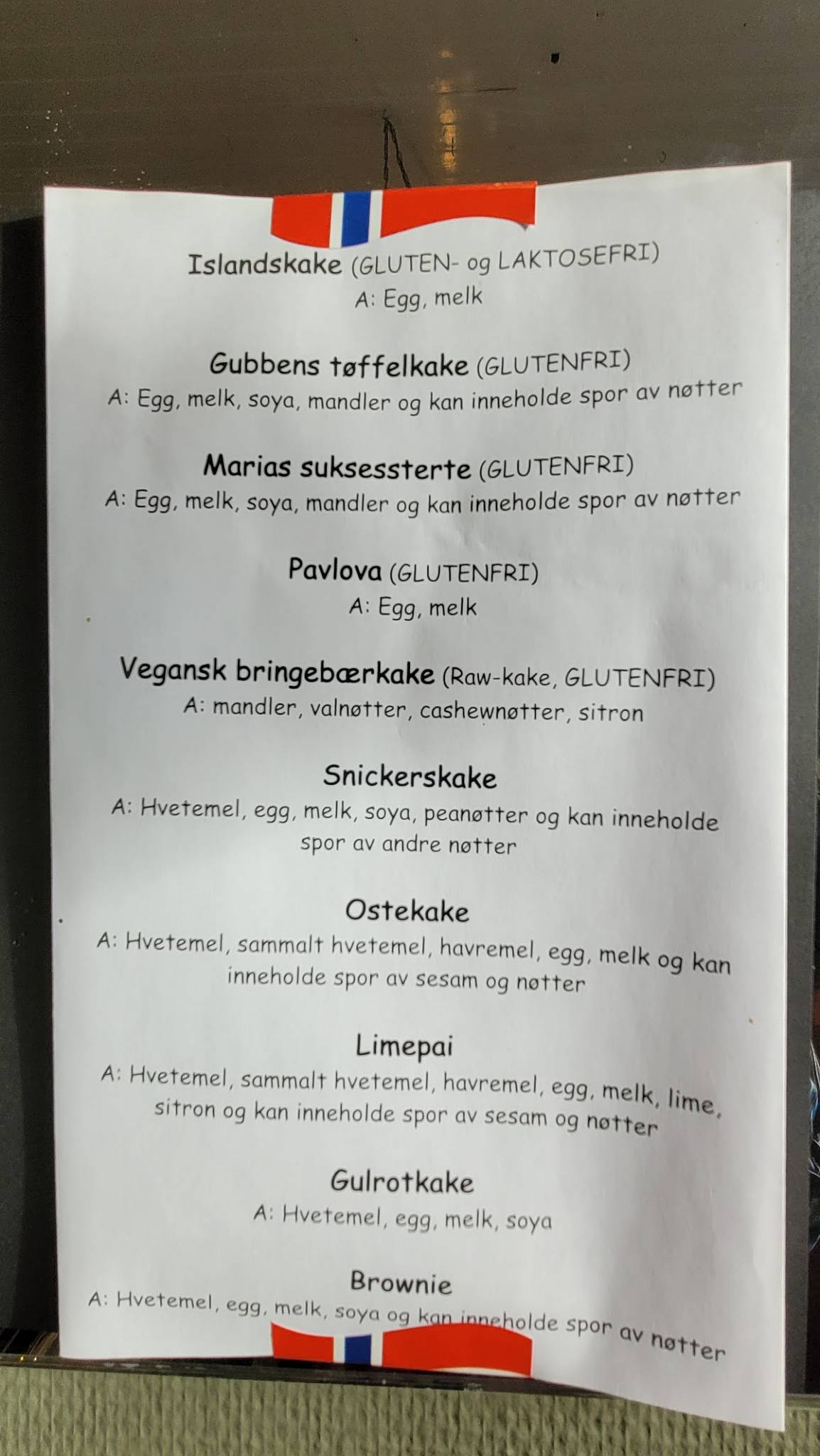 Menu at Svermeri Kafé og Redesign cafe, Tromsø