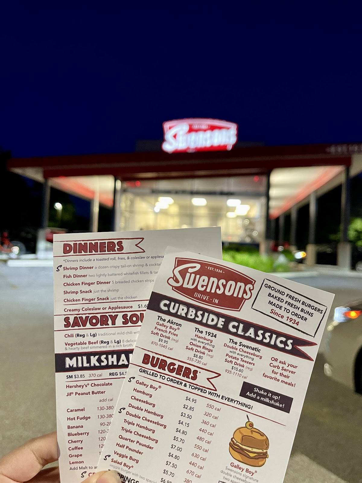 Menu at Swensons Drive-In fast food, North Olmsted