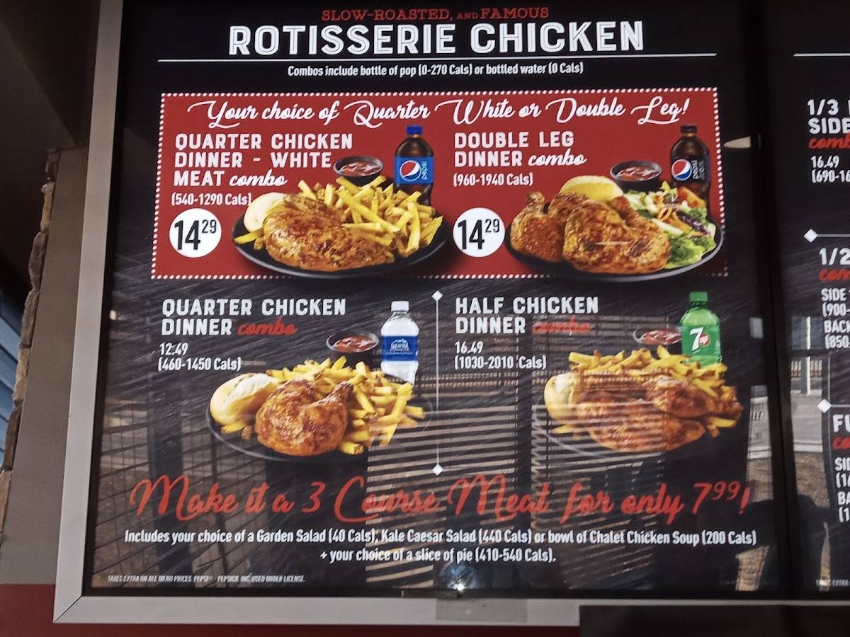 Menu at Swiss Chalet restaurant, Belleville