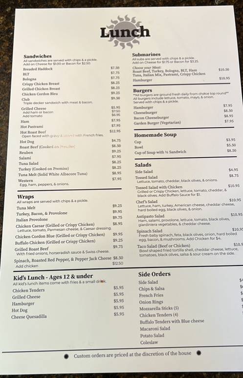 Menu at T P's Cafe, Stamford