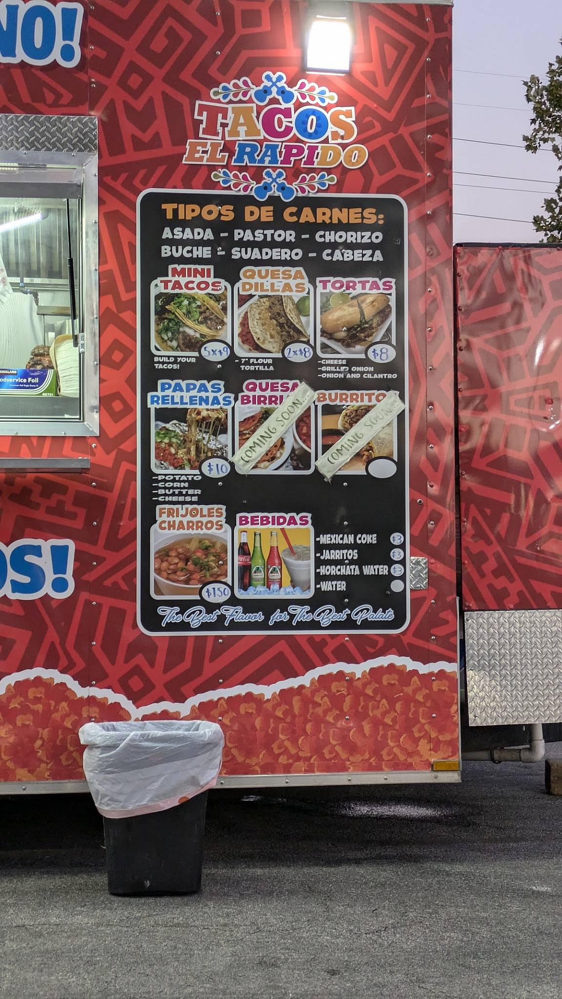 Menu at TACOS “EL RAPIDO” restaurant, San Antonio, Marbach Rd