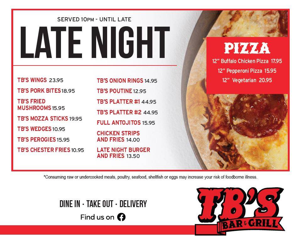 Menu at TB's Bar & Grill, Watrous