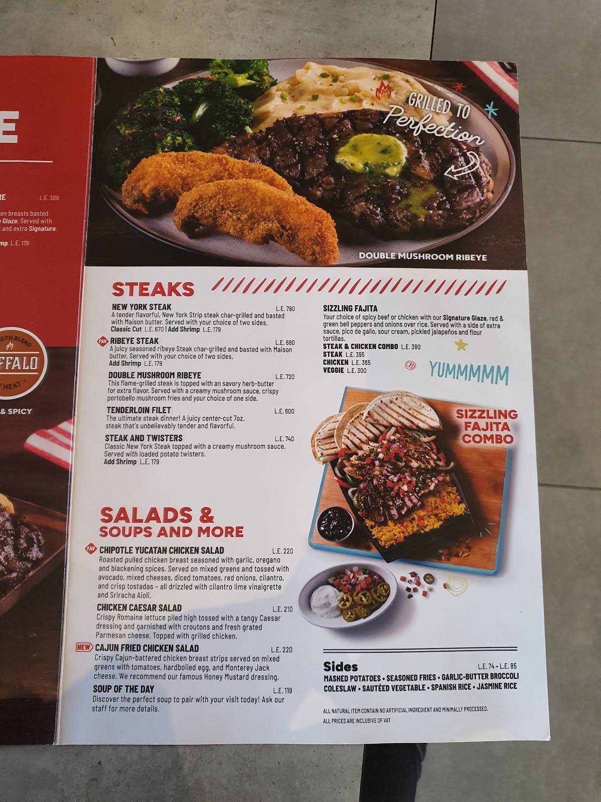 Carta del restaurante TGI Friday's, New Cairo City, 2CH5+GMG