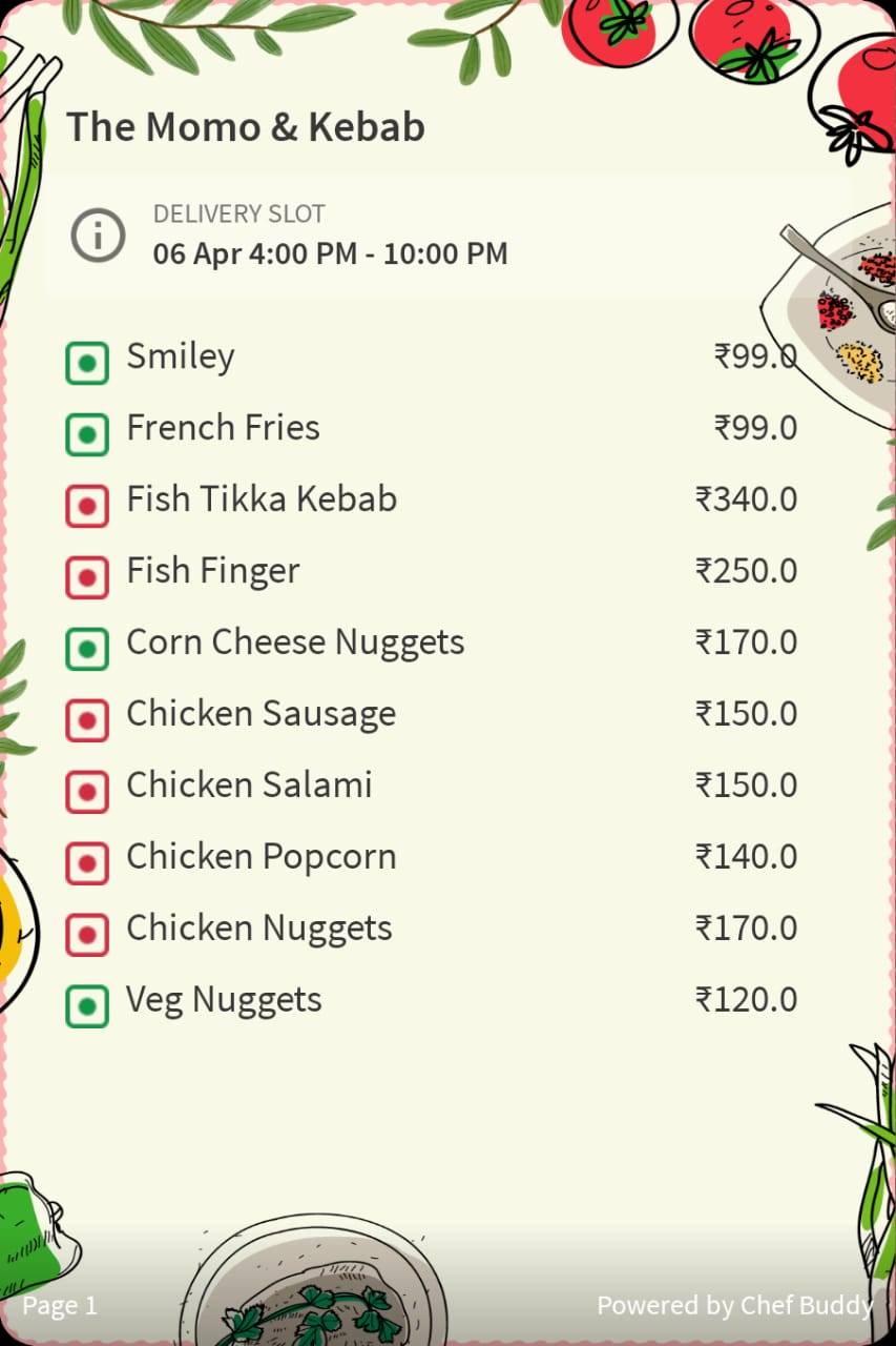 Menu at THE MOMO & KEBAB, Kolkata, Sikher bagan