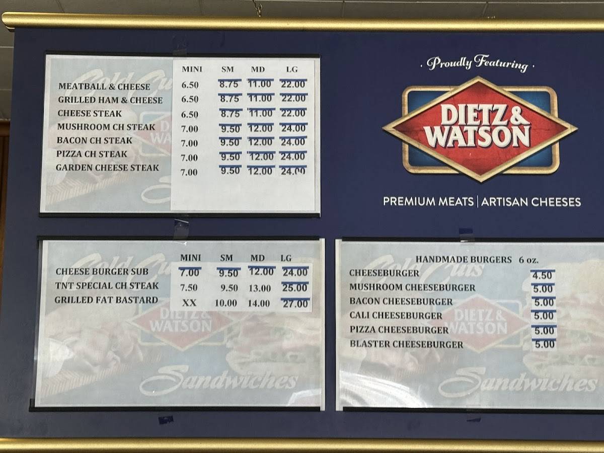 Menu at TNT Deli restaurant, Saint Clair