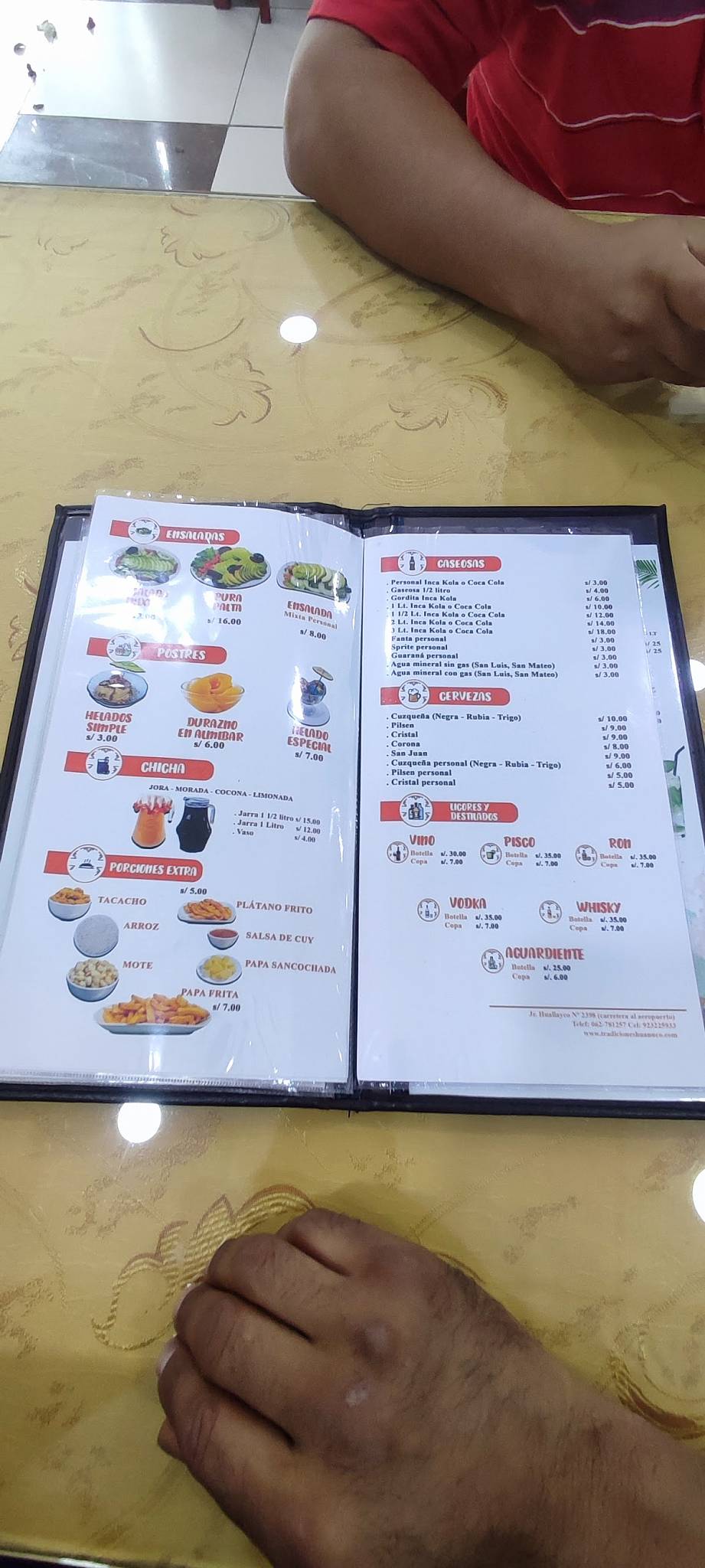 Carta del restaurante TRADICIONES HUANUQUEÑAS, Huanuco, Jirón Huallayco ...