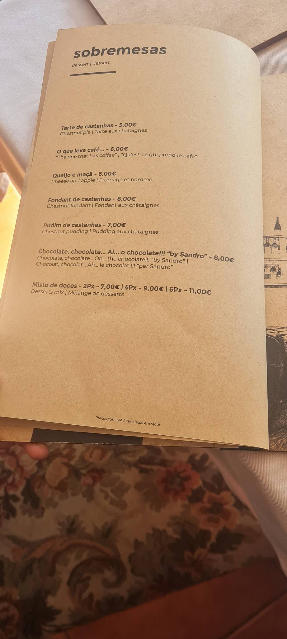 Menu em Taberna do Javali restaurante, Bragança