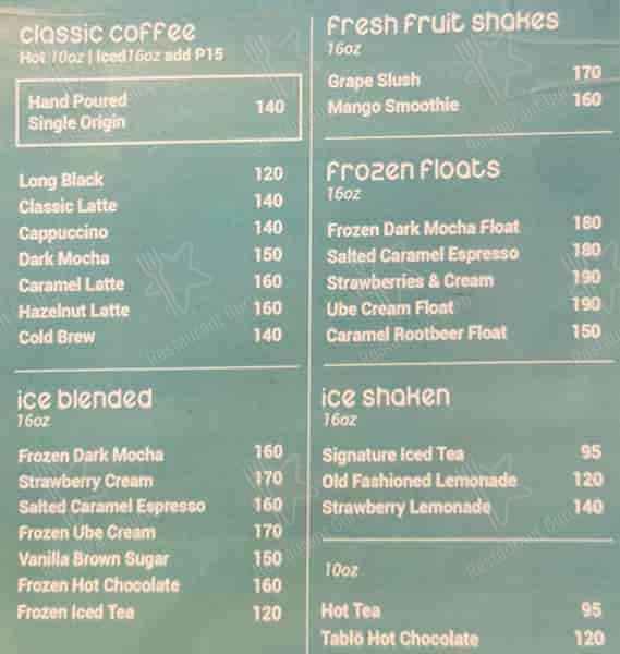 Menu at Tablo Kitchen x Cafe - BF Homes, Parañaque City, Parañaque